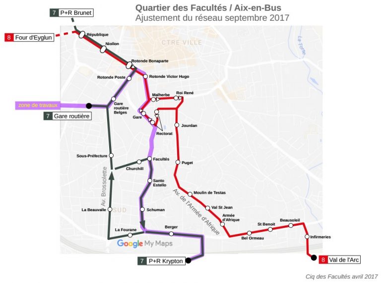 Aix-en-Bus lignes 7 et 8 : modifications en septembre – CIQ des Facultés